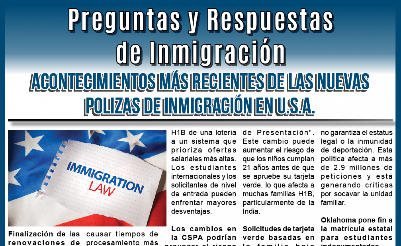 Noticia | Preguntas y Respuestas de Inmigración | El Latino American